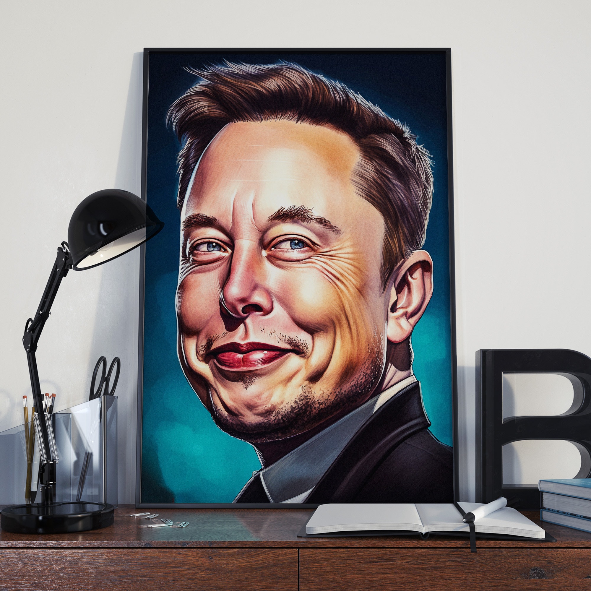 Elon Musk Poster Elon Musk Caricature Print Tesla Spacex - Etsy