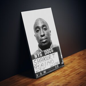 Tupac Shakur Mugshot Poster, Rap Music Star, Canvas Wall Art Print ...