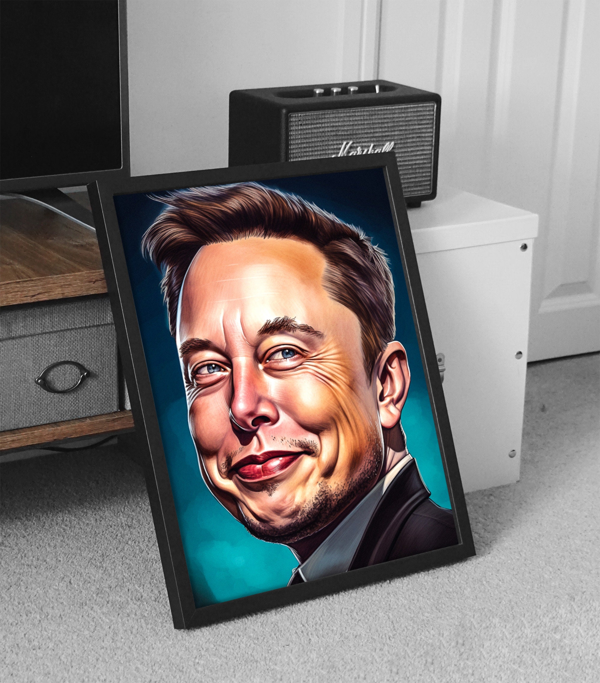 Elon Musk Poster Elon Musk Caricature Print Tesla Spacex - Etsy