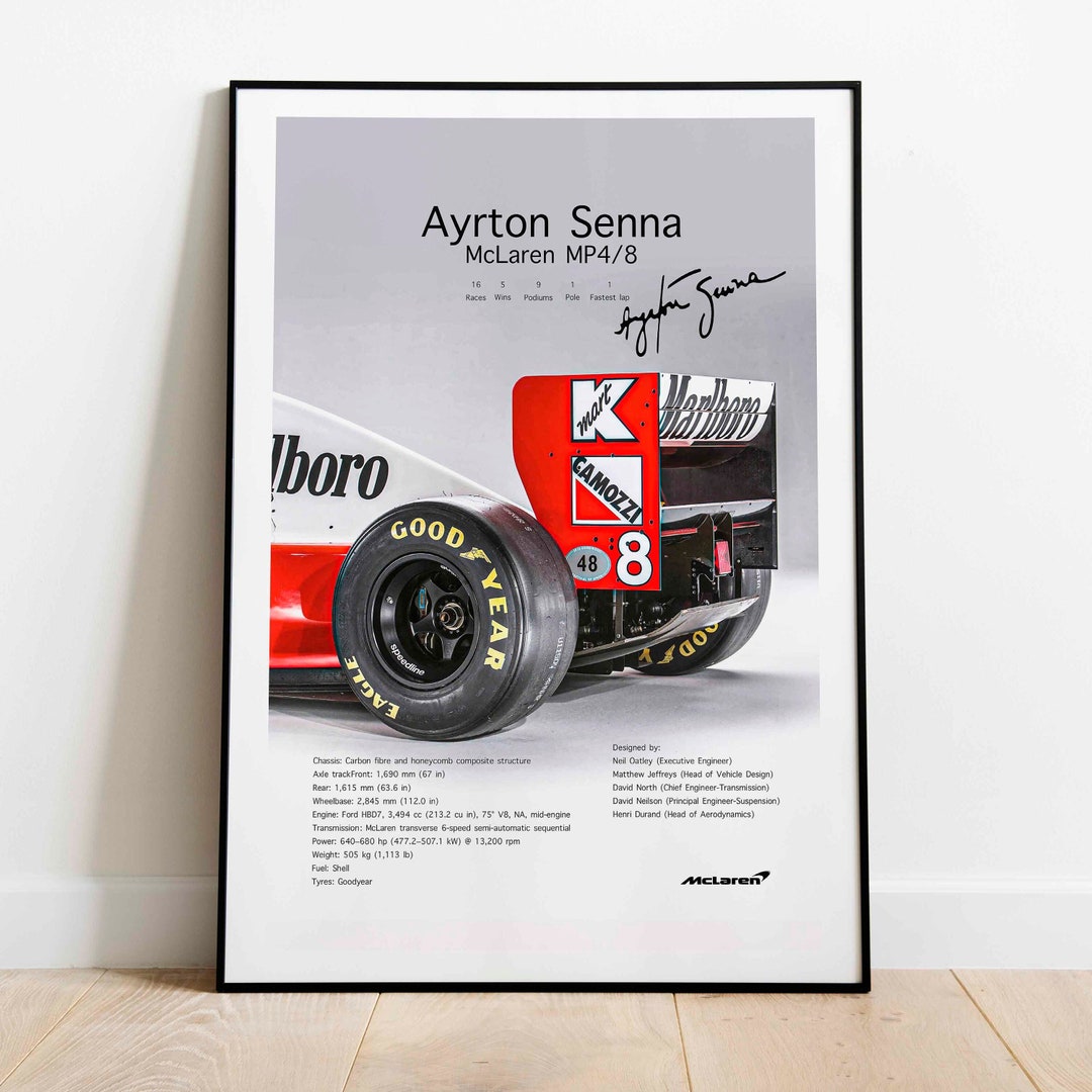 Ayrton Senna Poster Print Mclaren MP4/8 F1 Canvas Ayrton Senna Monaco ...