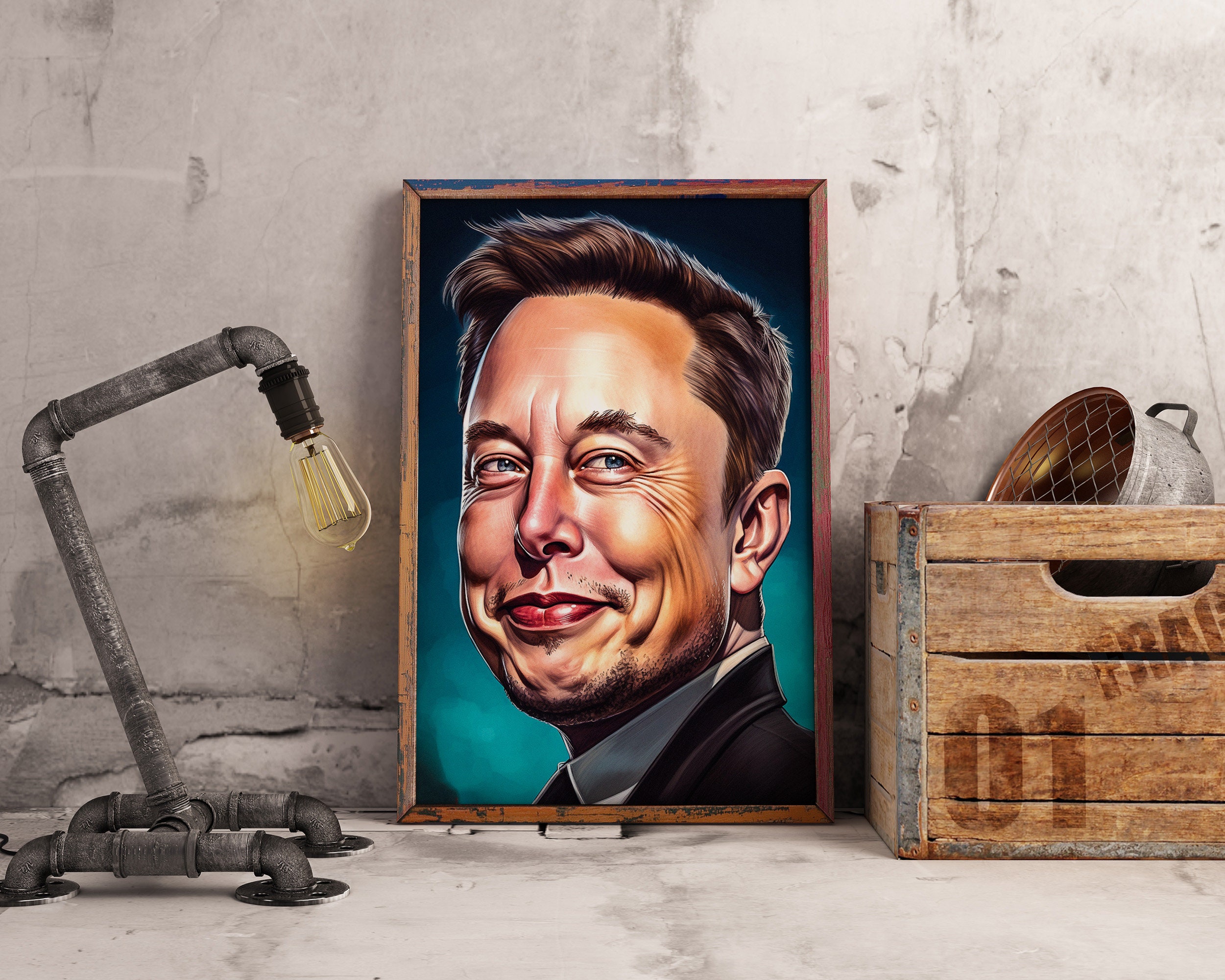 Elon Musk Poster Elon Musk Caricature Print Tesla Spacex - Etsy
