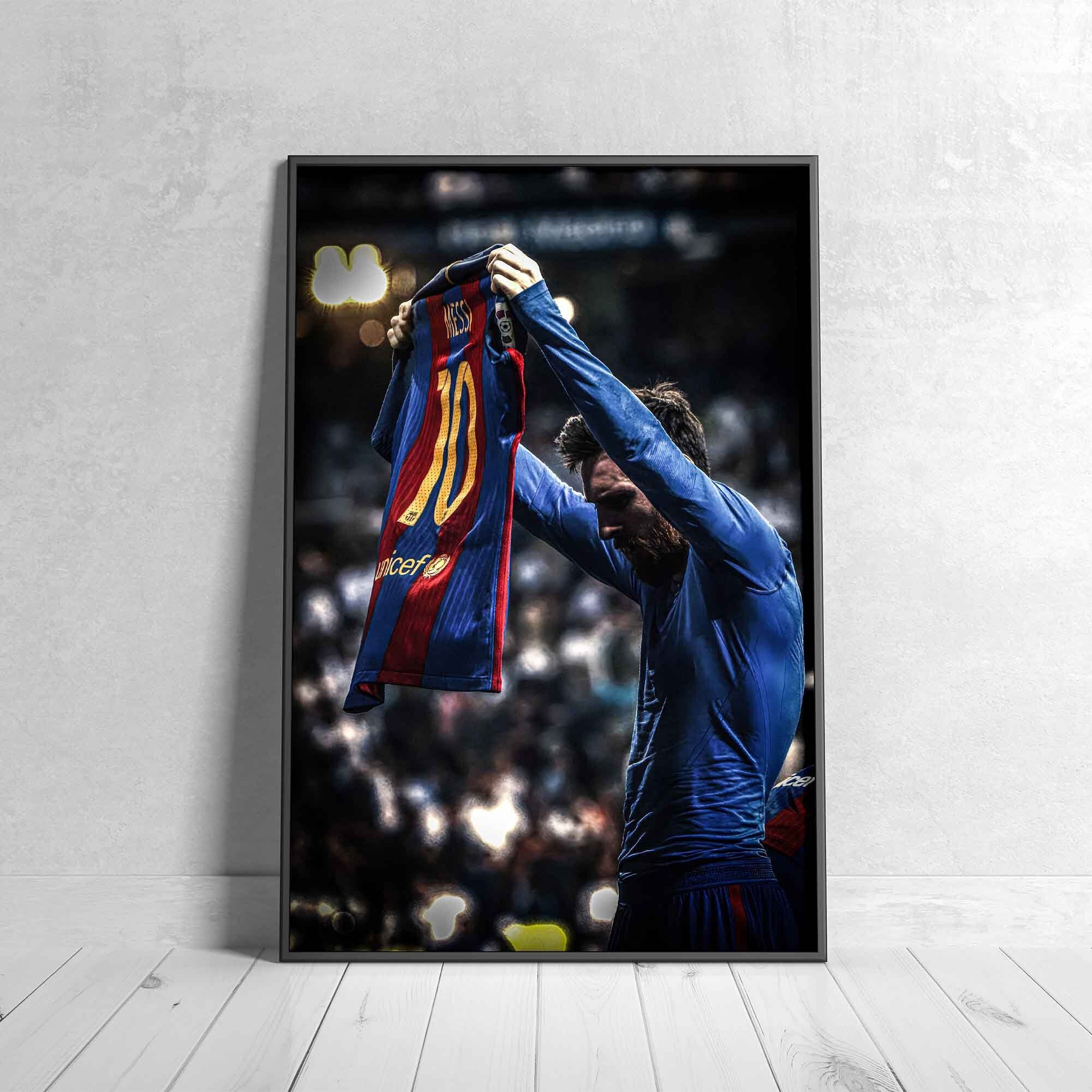 Lionel Messi Poster, Iconic Barcelona Football Canvas Wall Art Print ...