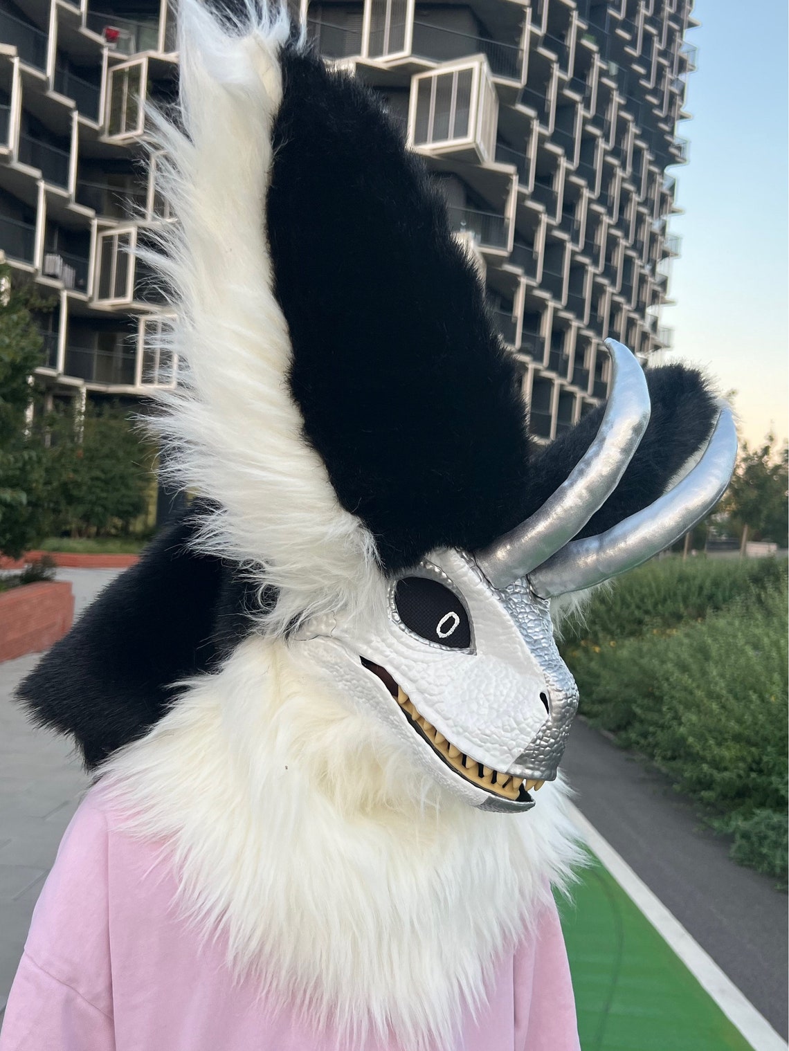 Furry Fursuit Dino Mask Dinosaur Dilophosaurus Mask Dragon Raptor Dino ...