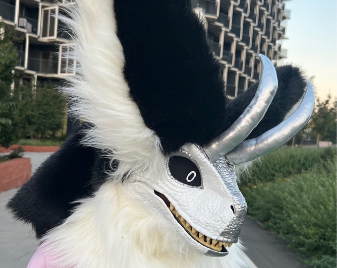 Furry Fursuit Dino Mask Dinosaur Dilophosaurus Mask Dragon Raptor Dino ...