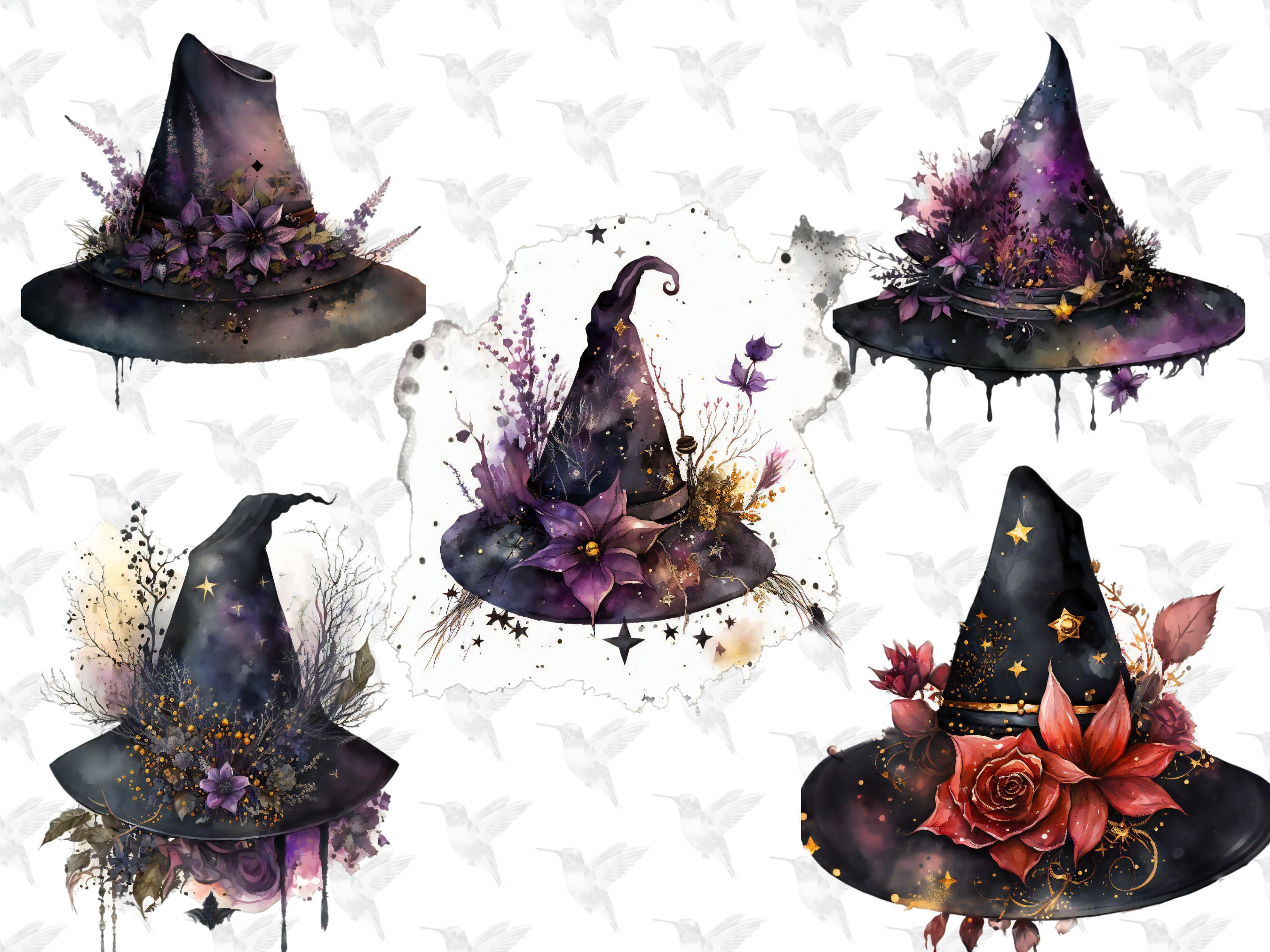 Watercolor Witch Hat Witch Clipart Witch PNG Scrapbook - Etsy