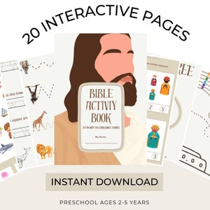 Bible Story Activity Book (DOWNLOADABLE) Interactive Workbook, Toddler ...