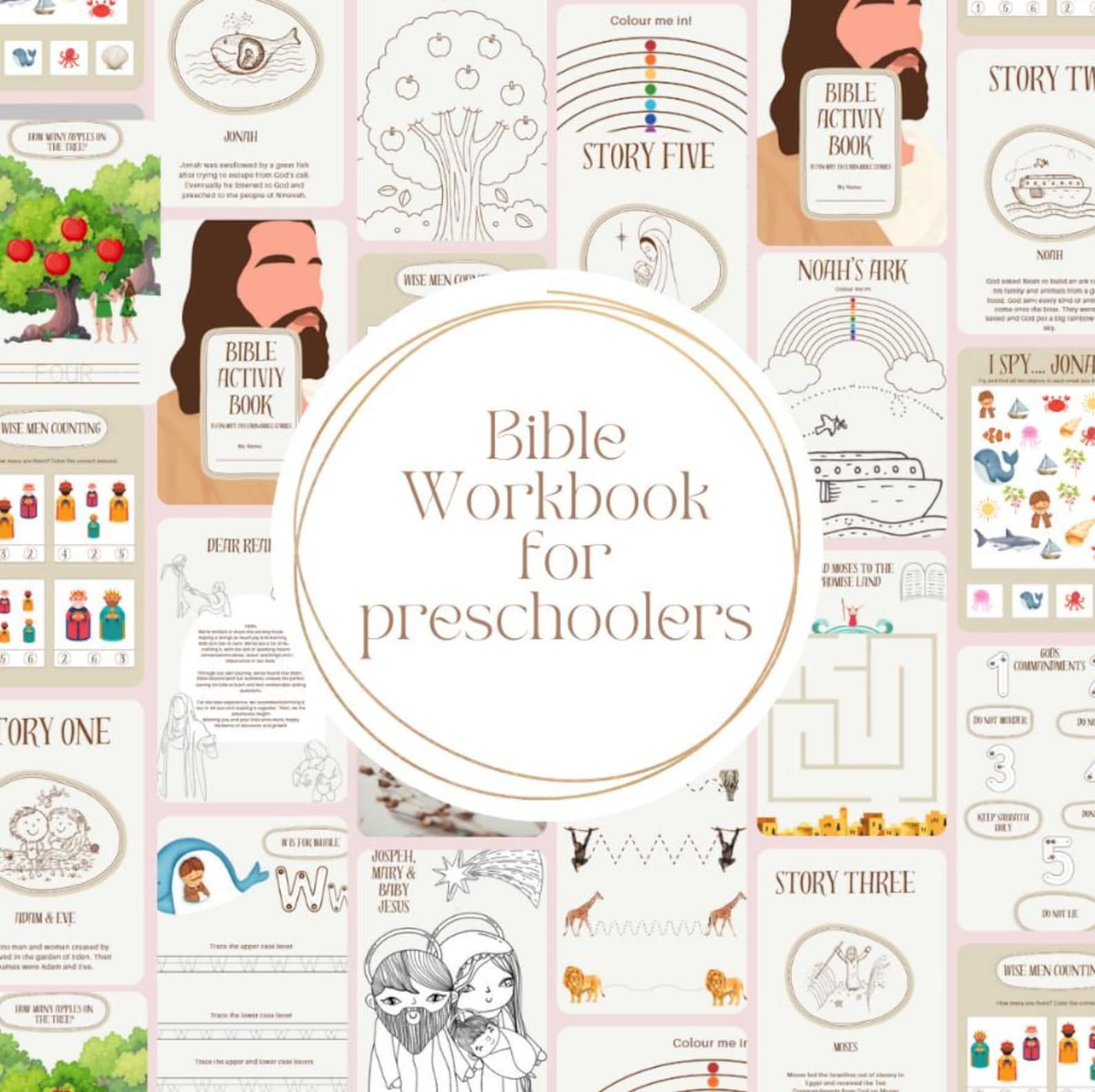 Bible Story Activity Book (DOWNLOADABLE) Interactive Workbook, Toddler ...