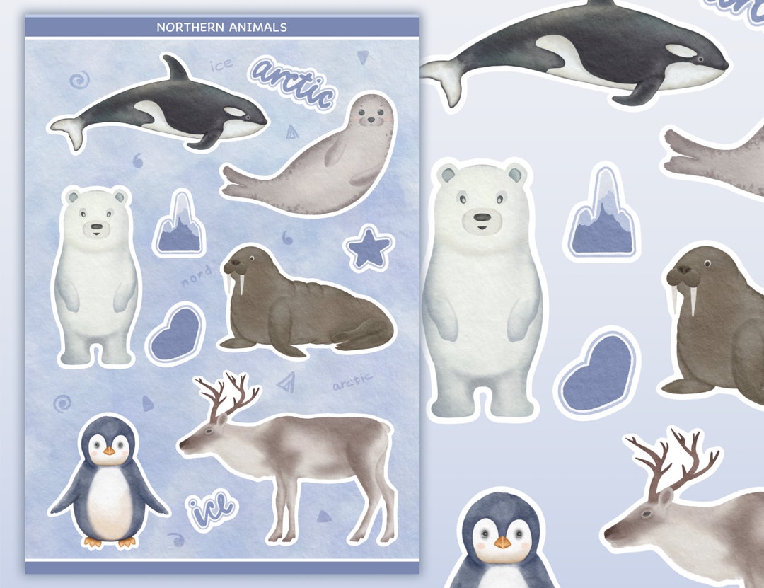Cute Animals PNG Stickers Printable Sticker Sheet Watercolor - Etsy UK