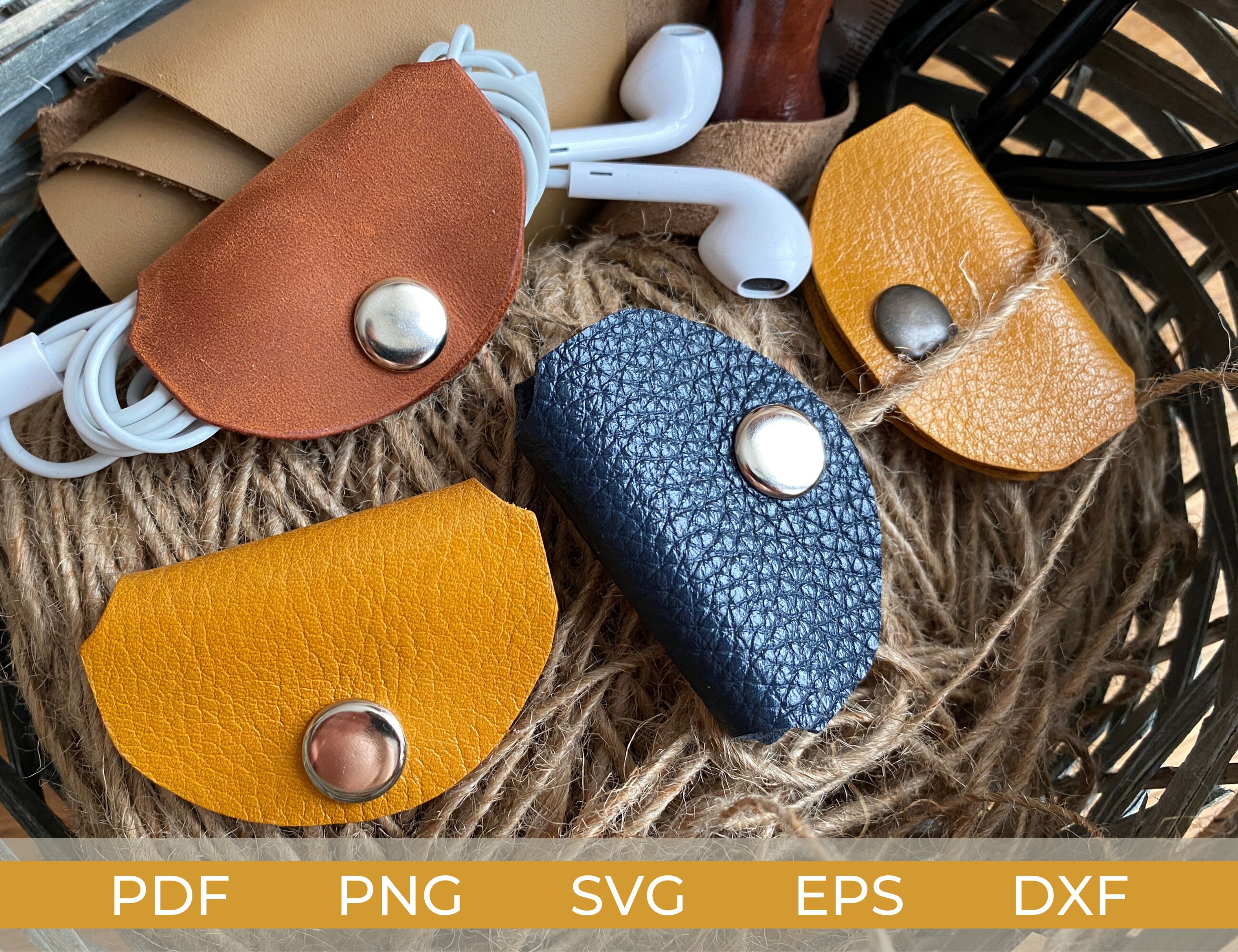 PDF Pattern Cord Organizer, Pattern Leather Earphone/cable Holders ...