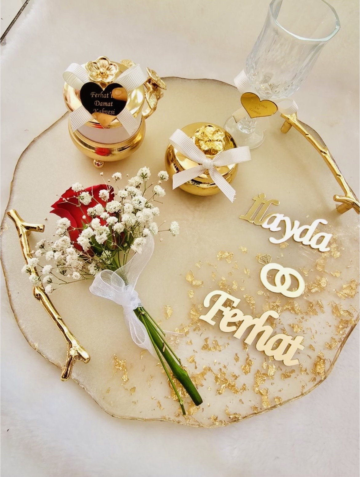 Personalized Engagement Tray Set, Wedding Ring Tray, Epoxy Nikkah Ring ...