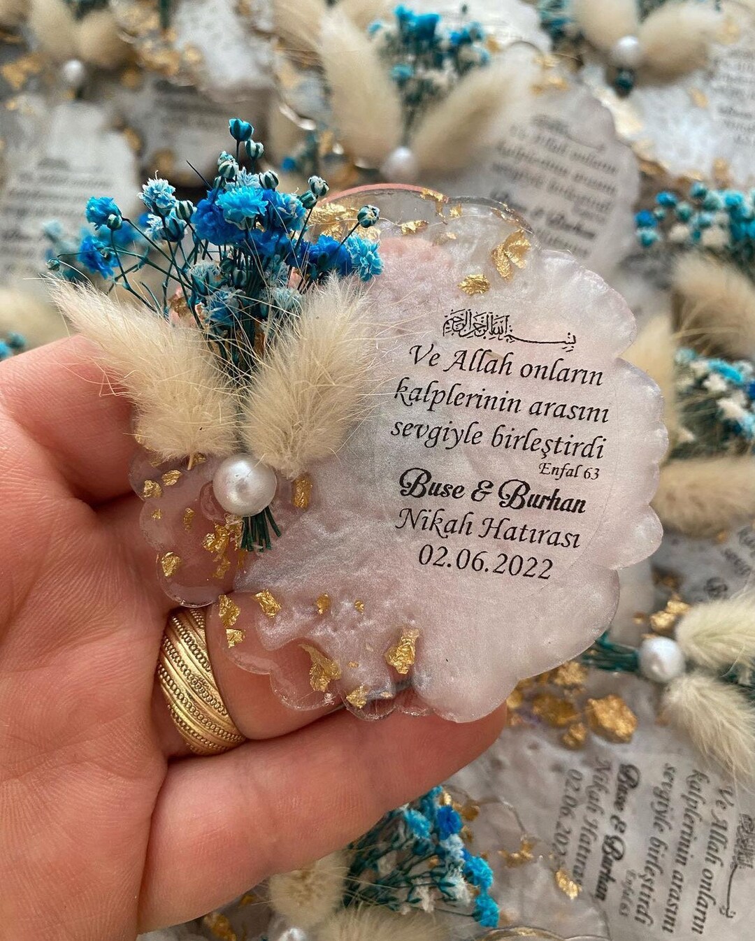 Custom Epoxy Wedding Magnets With Dried Flower, Babyshower Epoxy ...