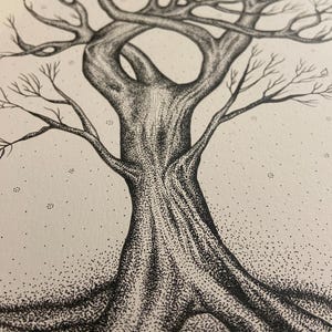 Surreal Tree Original Drawing - Ink Art - Pointillism Original Artwork ...