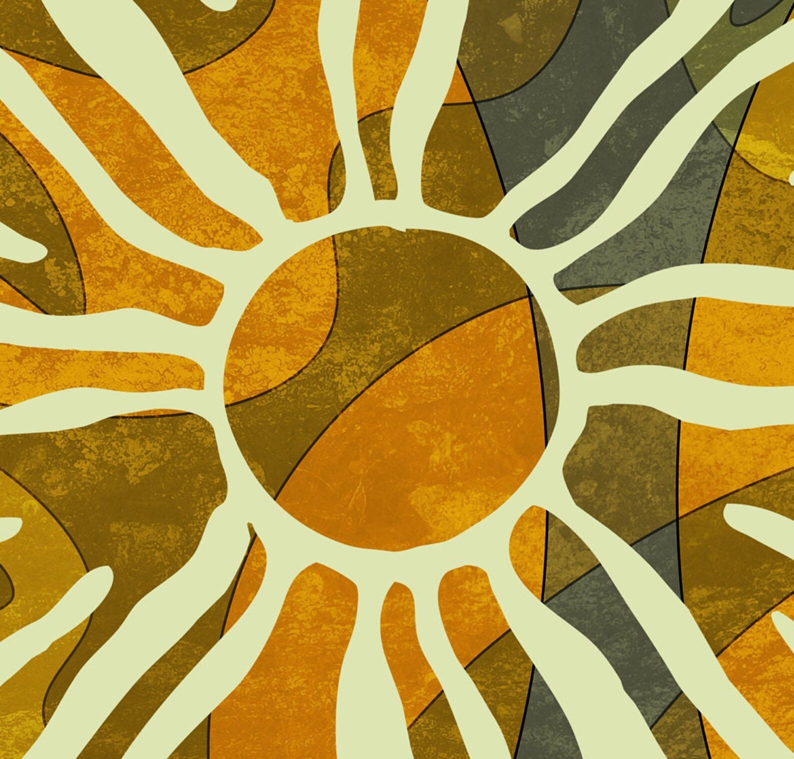 Wavy Lines Abstract Wall Art Print for Living Room / Bedroom Wavy Sun ...