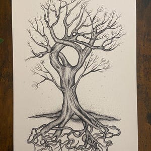 Surreal Tree Original Drawing - Ink Art - Pointillism Original Artwork ...