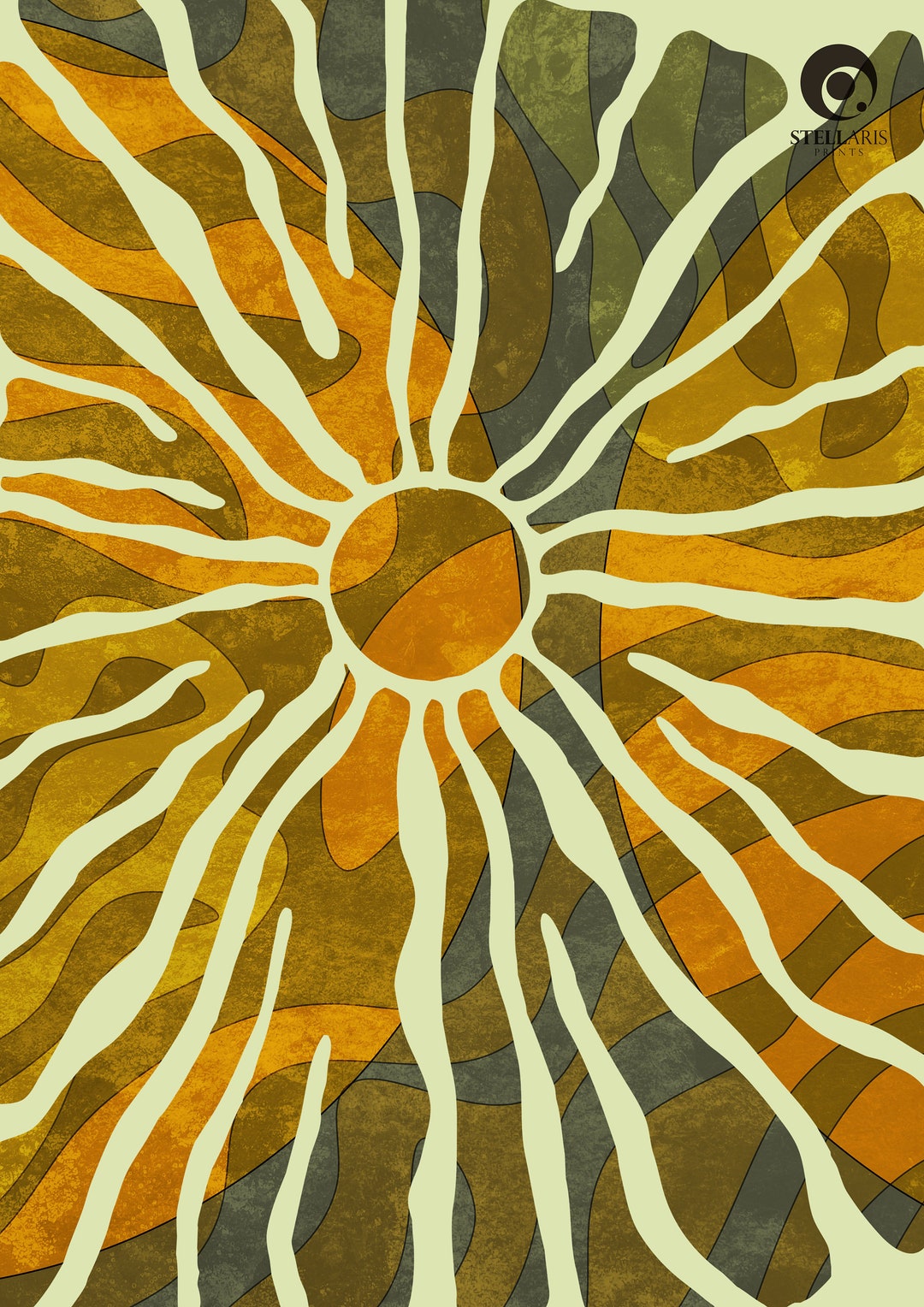 Wavy Lines Abstract Wall Art Print for Living Room / Bedroom Wavy Sun ...