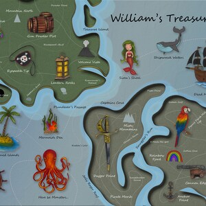 Children's Customizable Pirate Map Personalised Name and Landmarks ...