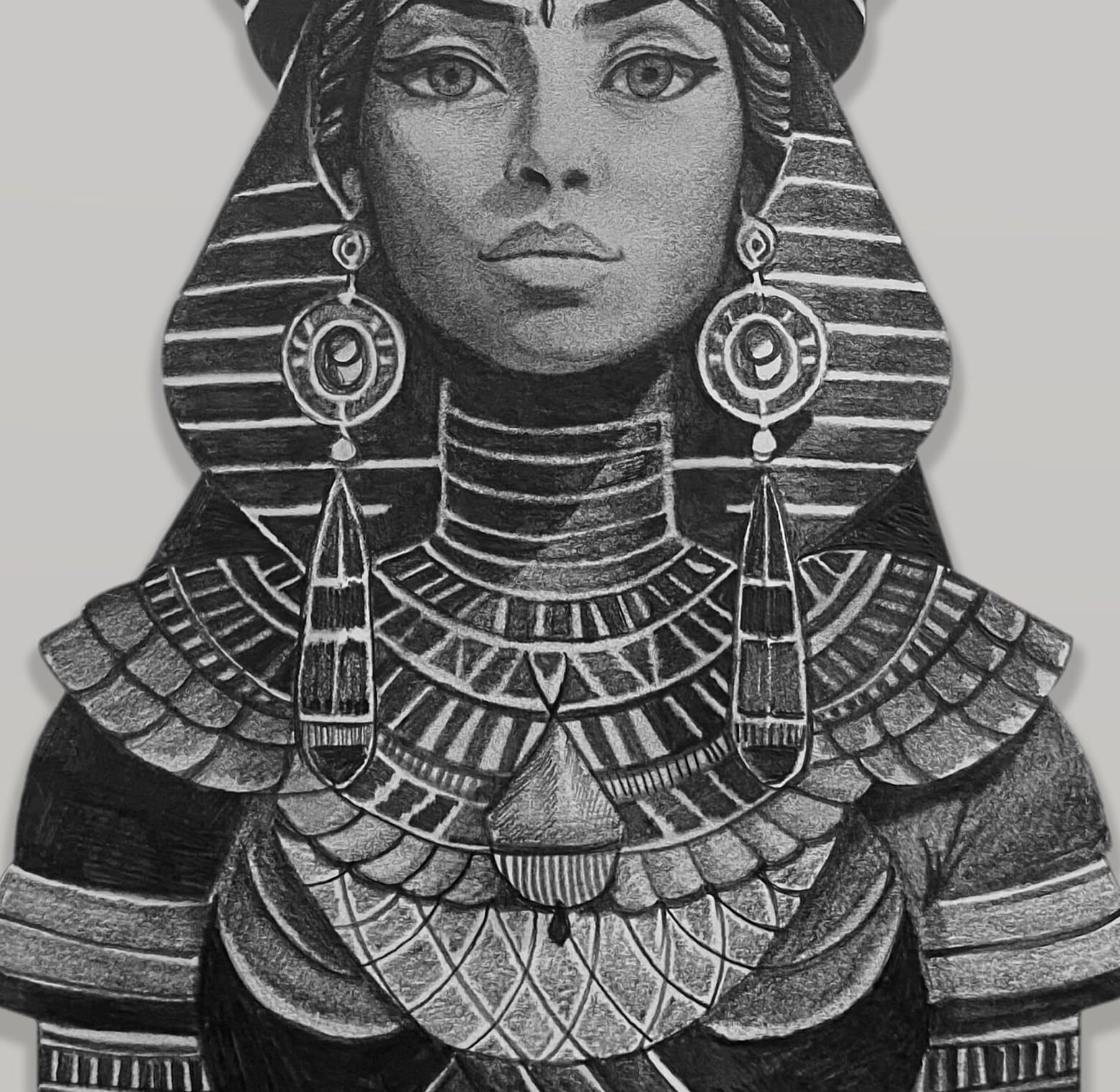 Egyptian Queen Pencil Drawing Queen Drawing Hand Drawn Egyptian Themed ...