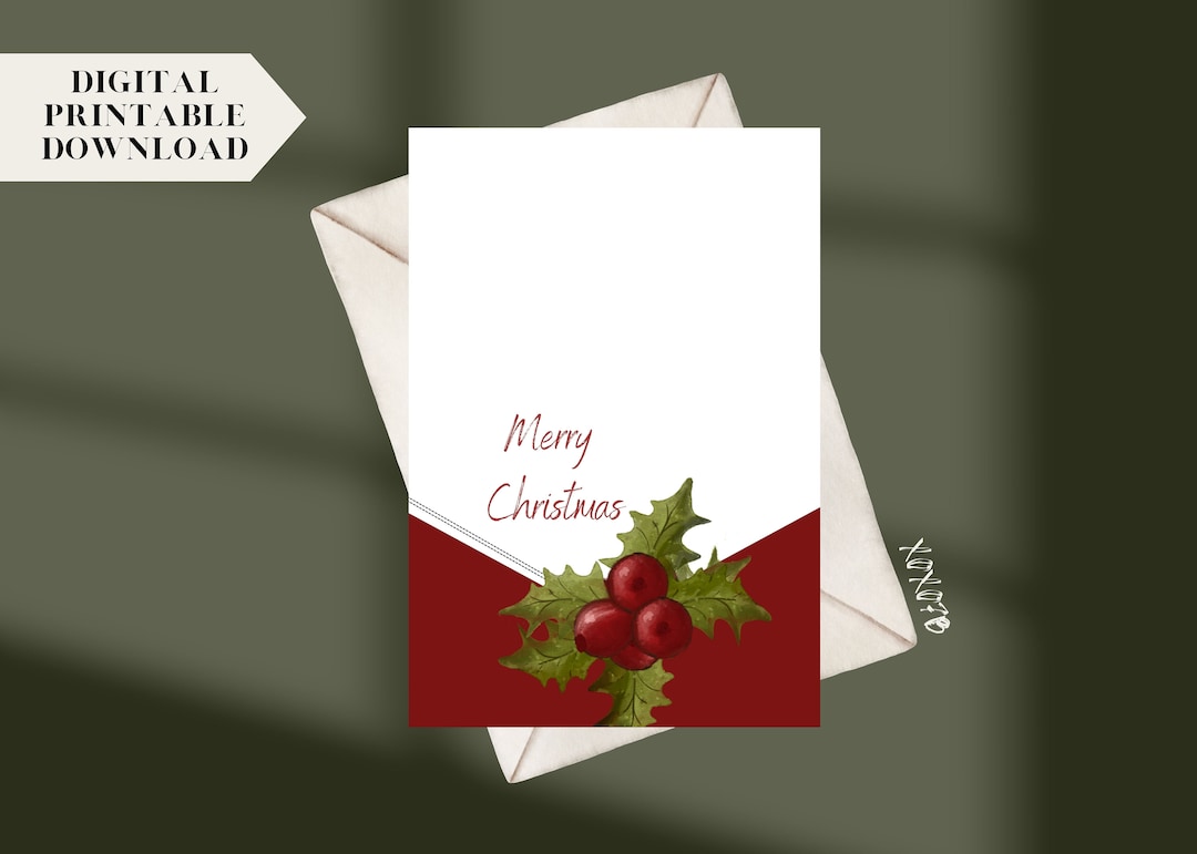 Merry Christmas Card ,red Printable Christmas Card , Christmas Card ...