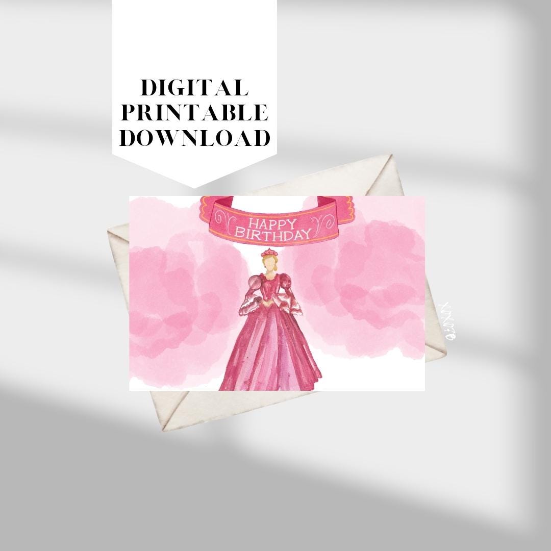 Printable Birthday Card ,İnstant Download , Print at Home , Cake Card ...