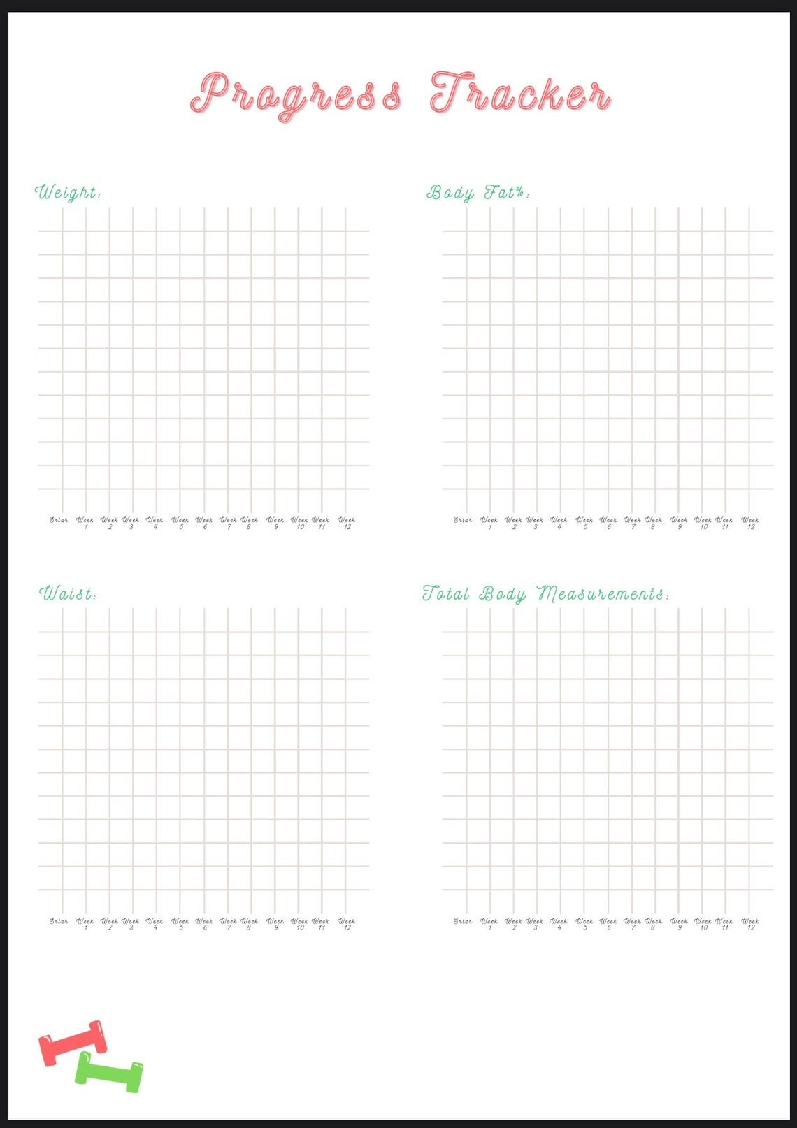 Fitness Tracker With Tracking Graphs - Etsy