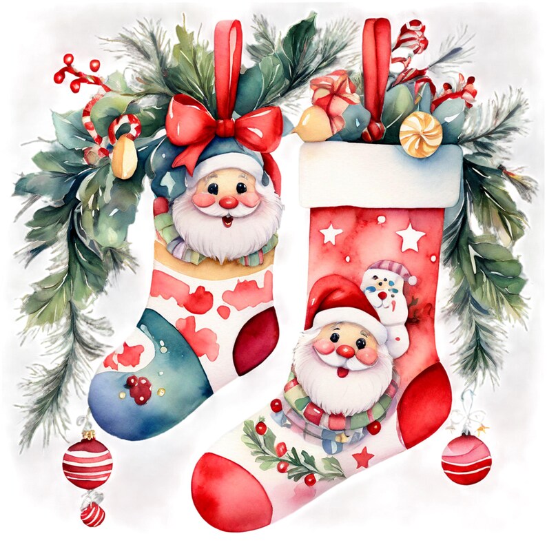 53 PNG Watercolour Christmas Stockings, Christmas Clipart, Clipart ...