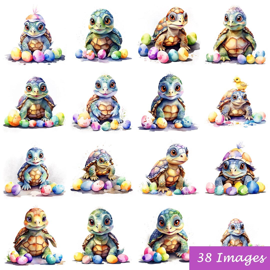 38 PNG Watercolour Turtle Easter Egg Clipart, Animal Clipart, Clipart ...