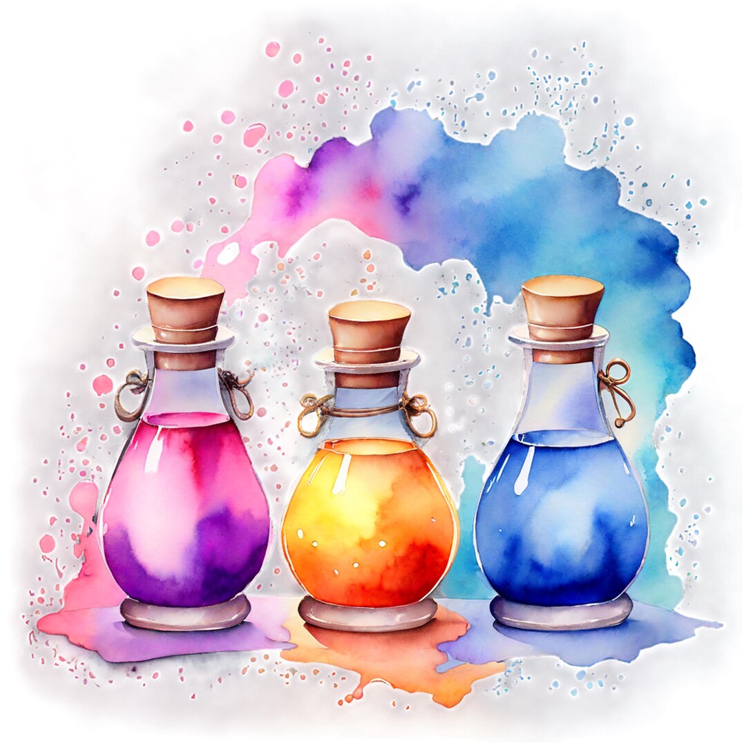 18 PNG Watercolour Magical Potion, Magic Clipart, Clipart Bundle ...