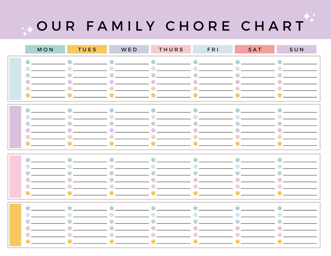 Family Chore Chart, Weekly, Cleaning, Decluttering, Cleaning Schedule ...