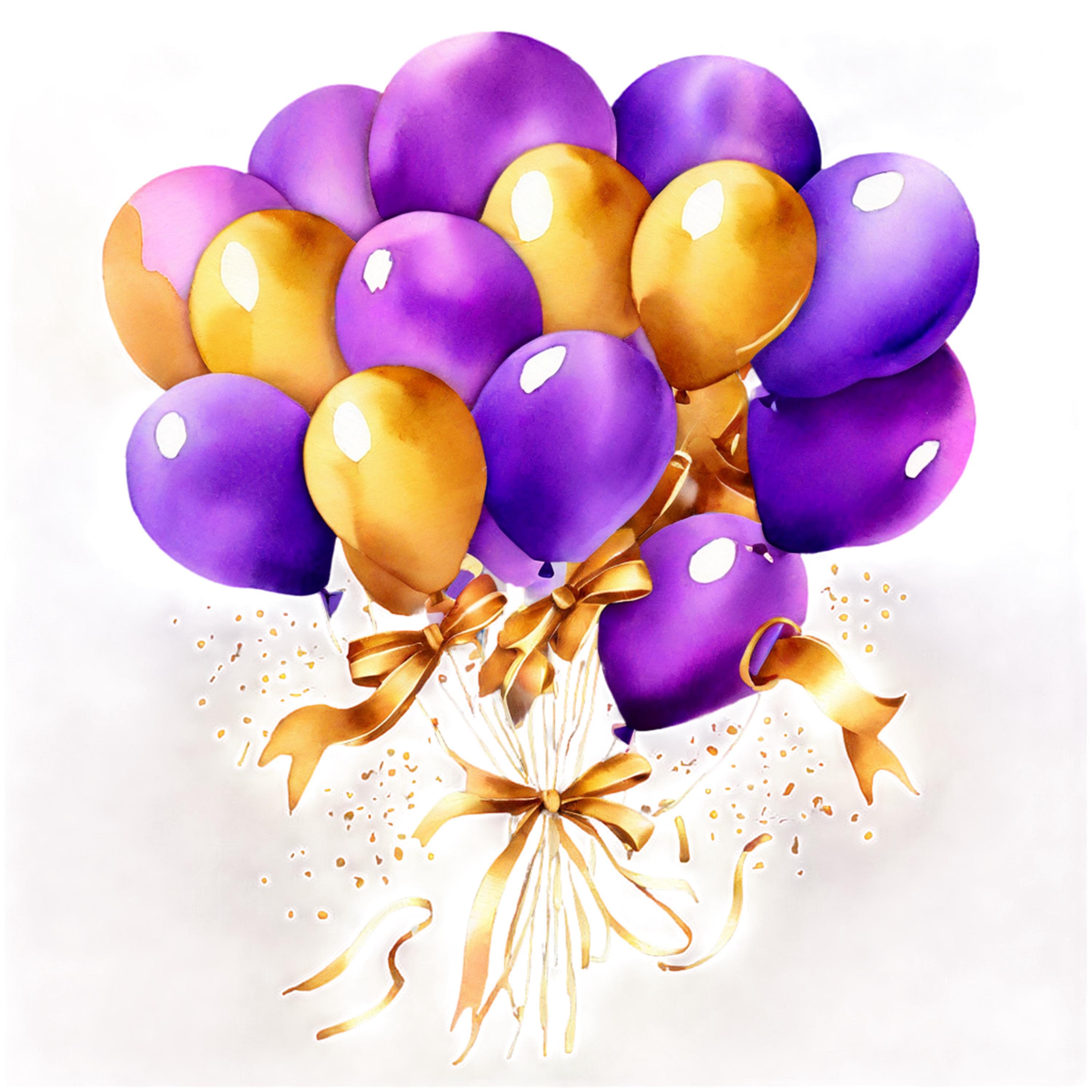 31 PNG Watercolour Colourful Party Birthday Balloon Clipart, Birthday ...