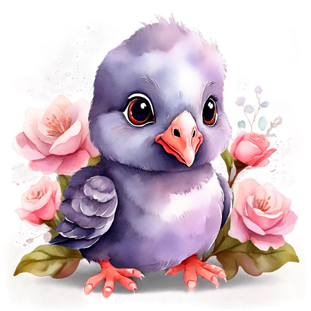 37 PNG Watercolour Cute Pigeon Flower, Animal Clipart, Clipart Bundle ...