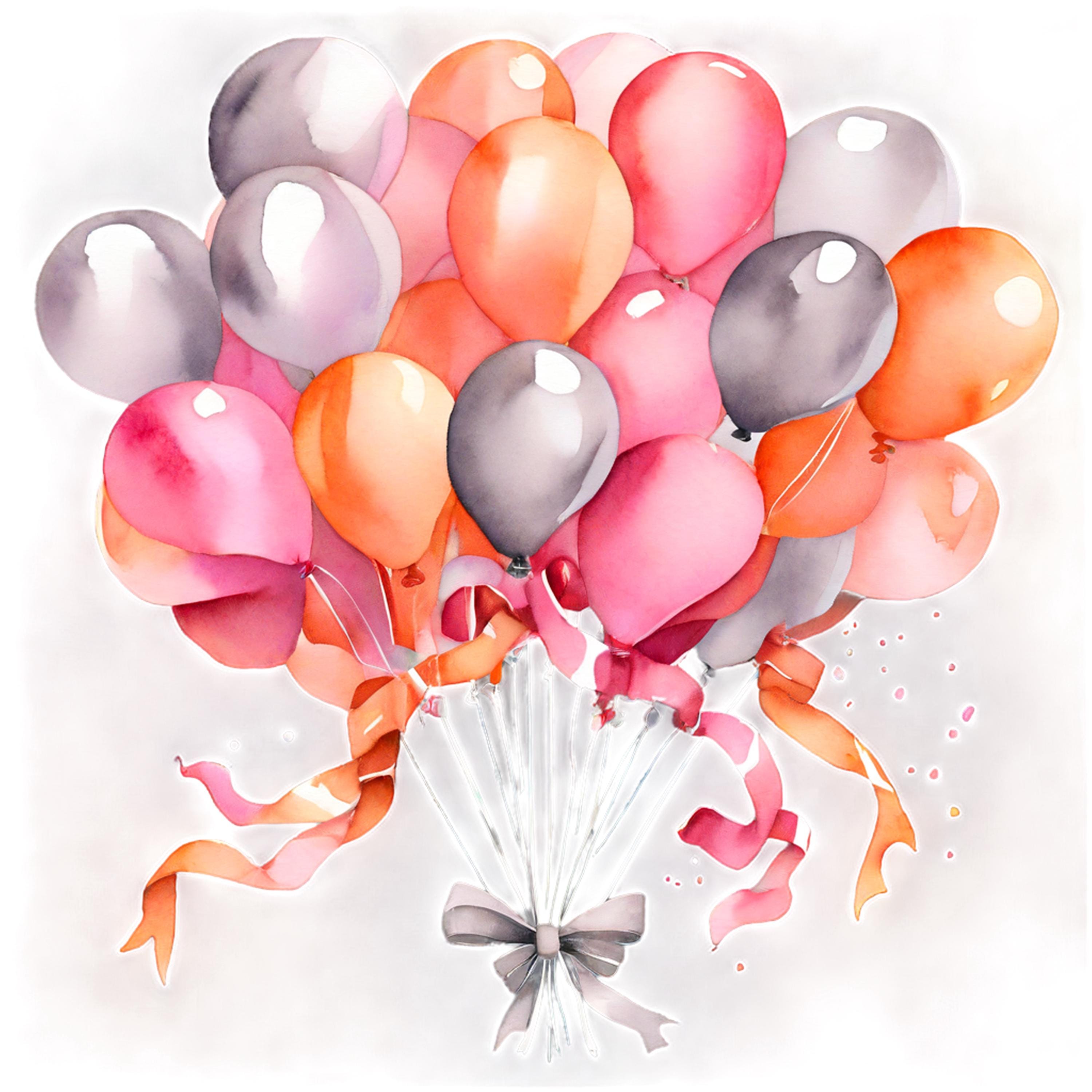 31 PNG Watercolour Colourful Party Birthday Balloon Clipart, Birthday ...