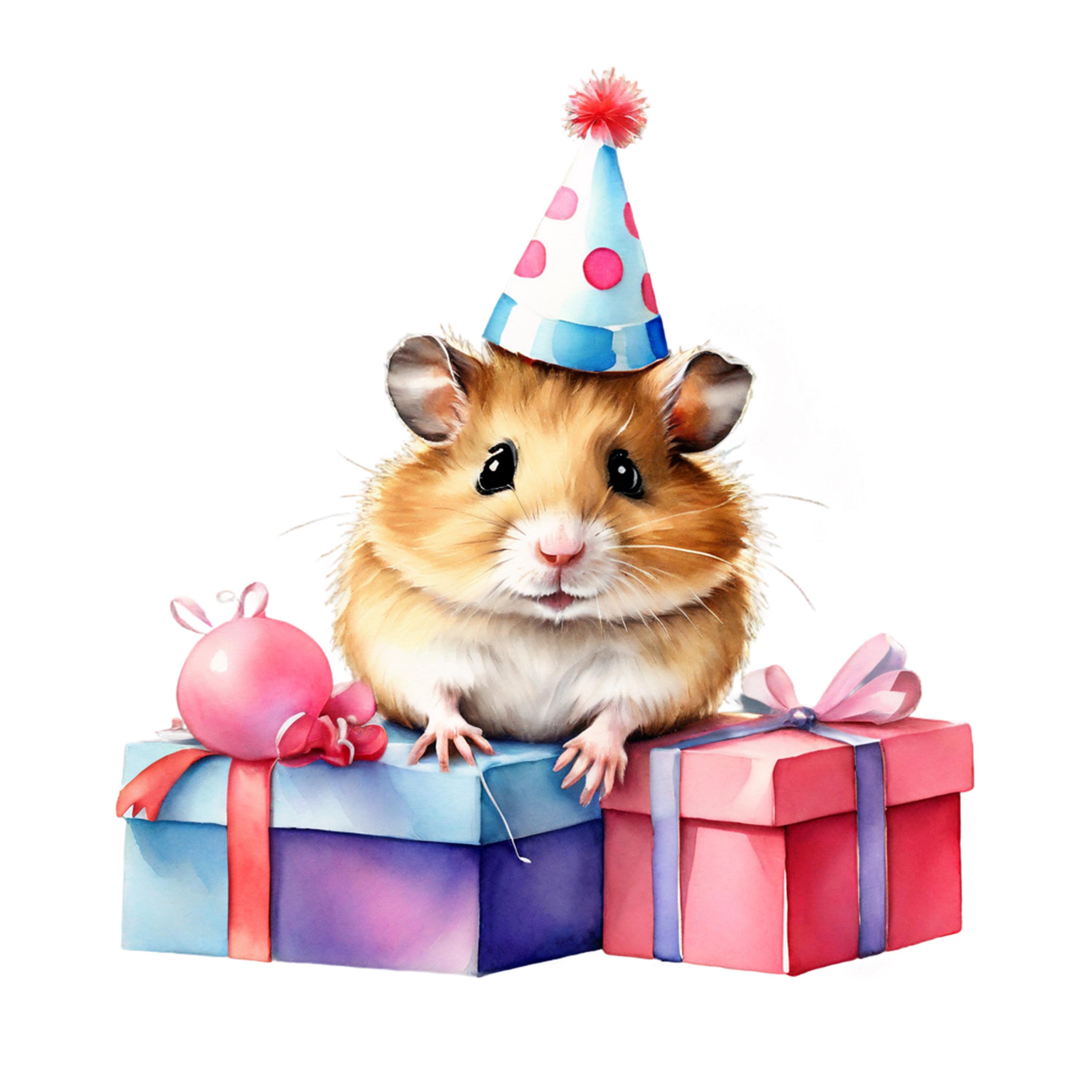 16 PNG Watercolour Hamster Birthday Celebration Balloon, Animal Clipart ...