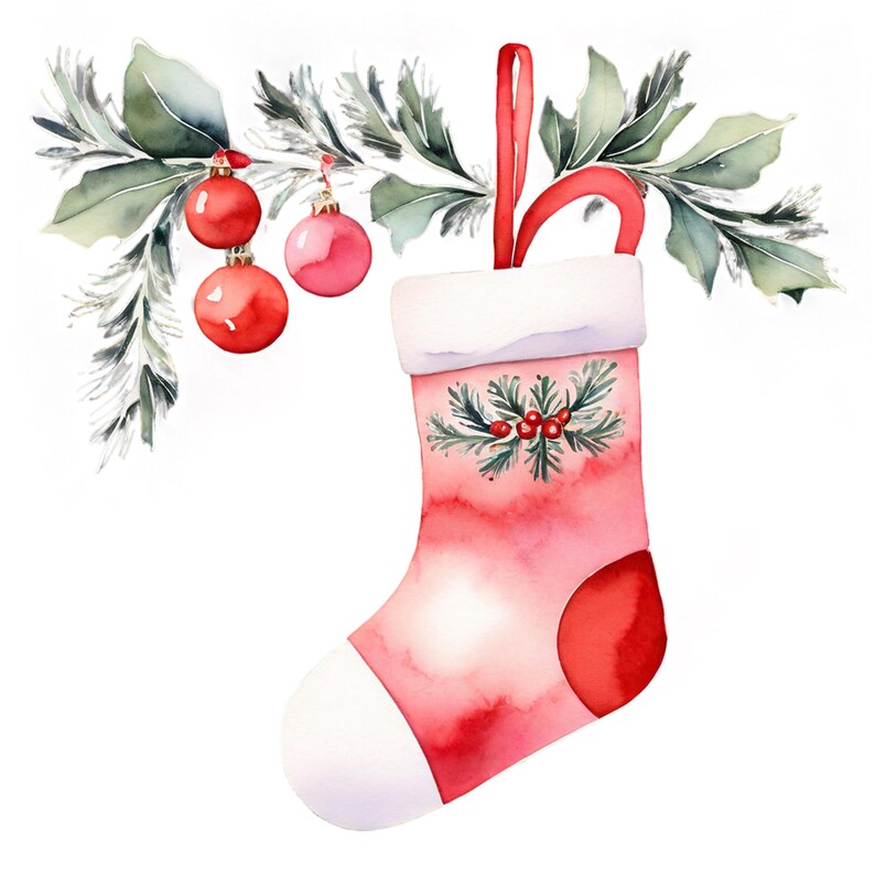 53 PNG Watercolour Christmas Stockings, Christmas Clipart, Clipart ...