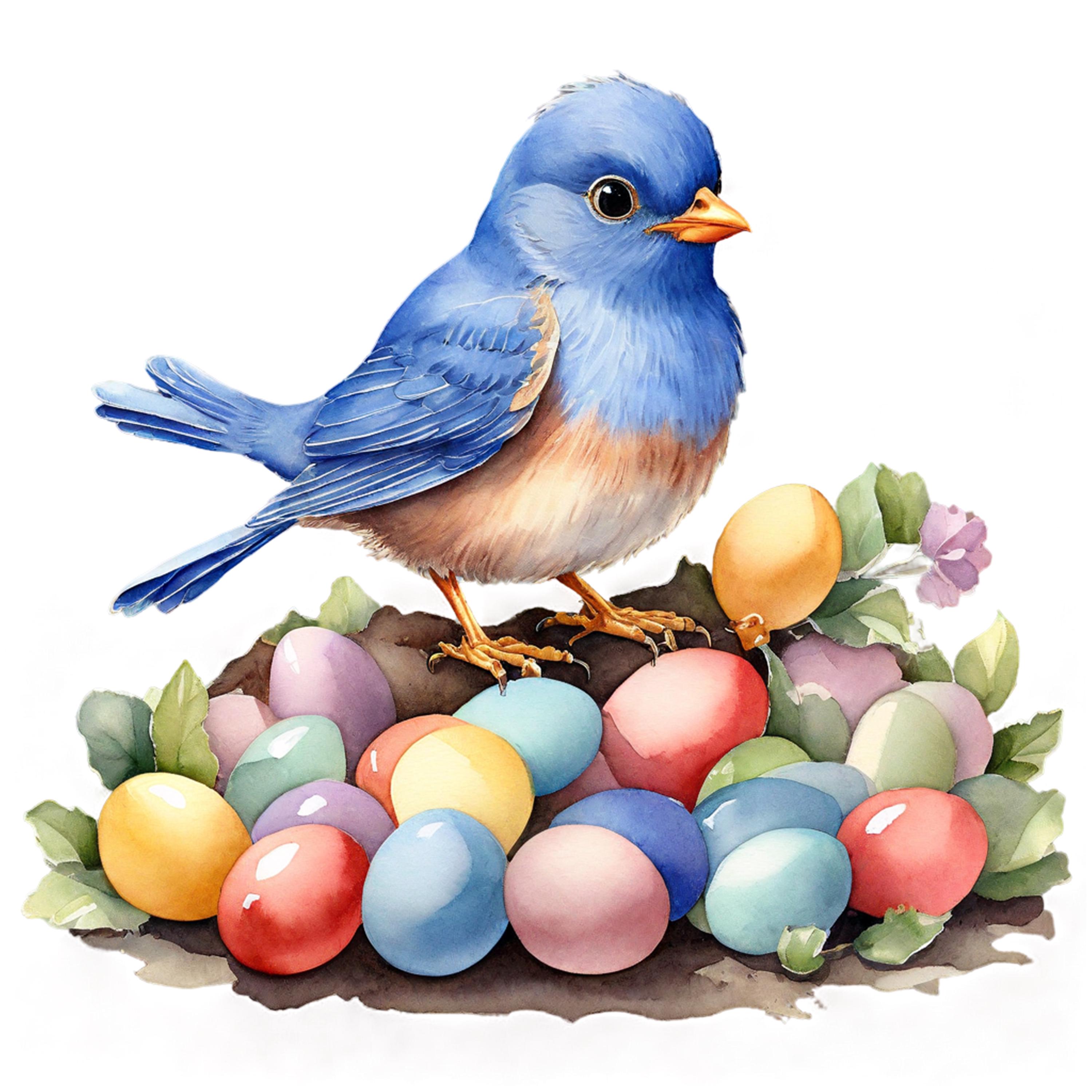 20 PNG Watercolour Bluebird Easter Egg Clipart, Bird Clipart, Clipart ...