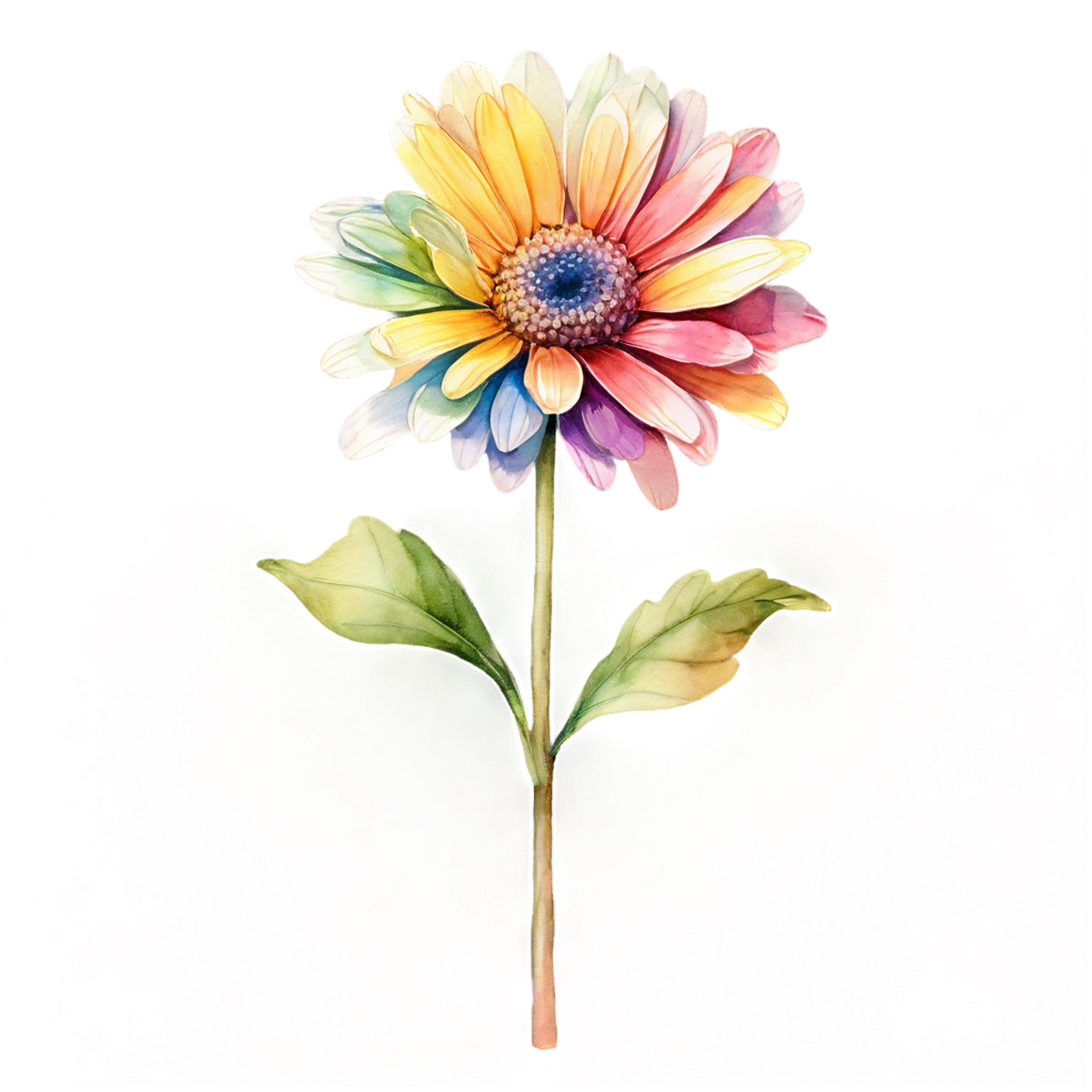 18 PNG Watercolour Beautiful Rainbow Coloured Flowers Clipart, Clipart ...