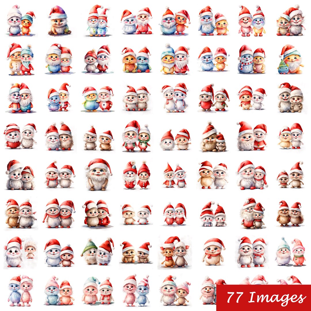 77 PNG Watercolour Cute Hairball With Christmas Santa Hat, Christmas ...