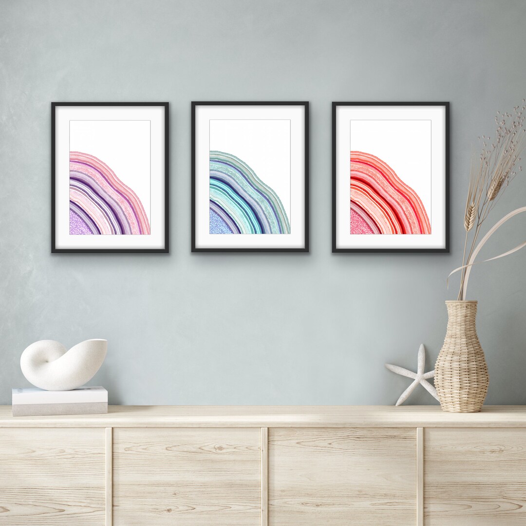 Geode Wall Art Set of 3, Geode Poster Set of 3, Boho Gallery Wall Decor ...