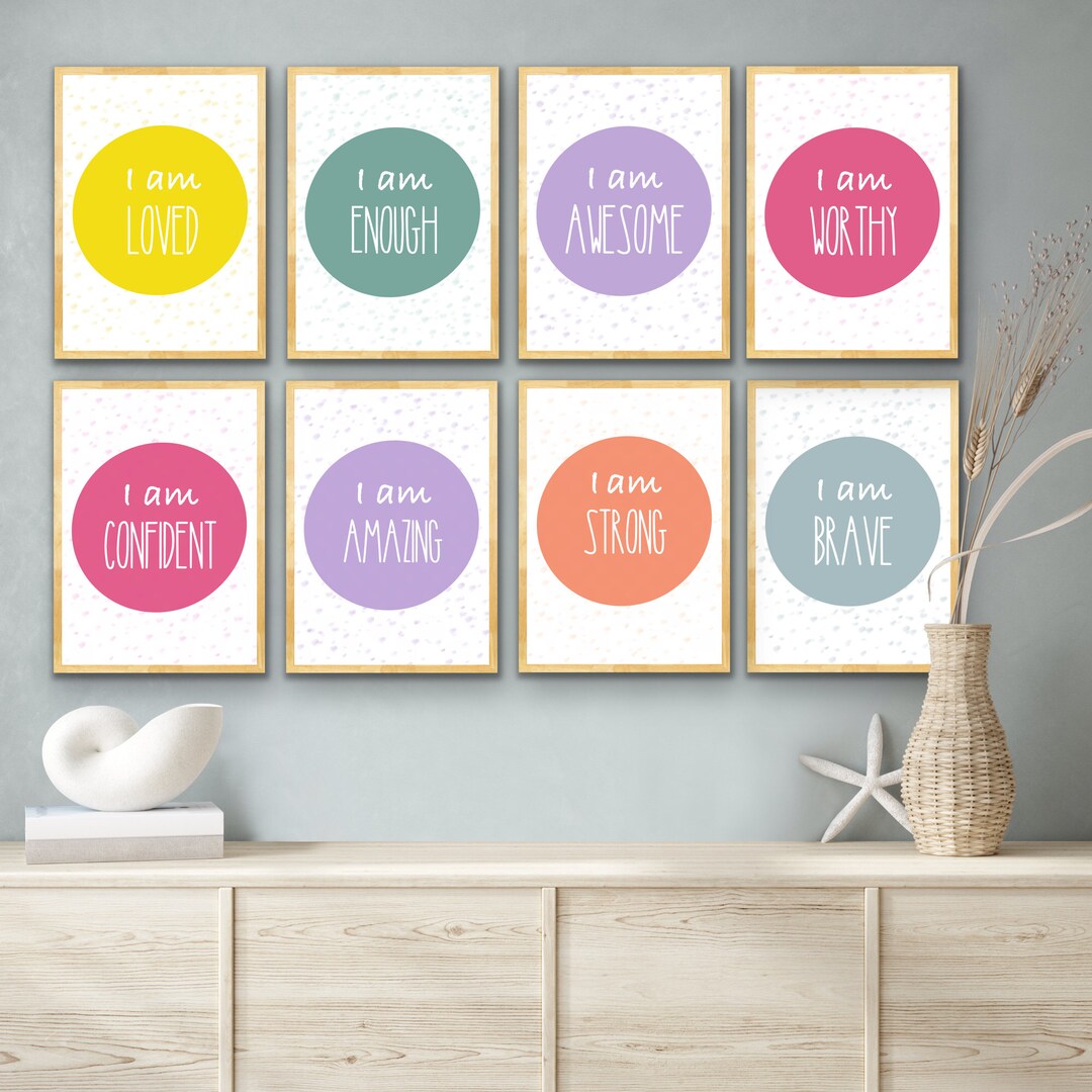 Kids Positive Affirmations, Motivational, Set of 8, Daily Affirmations ...