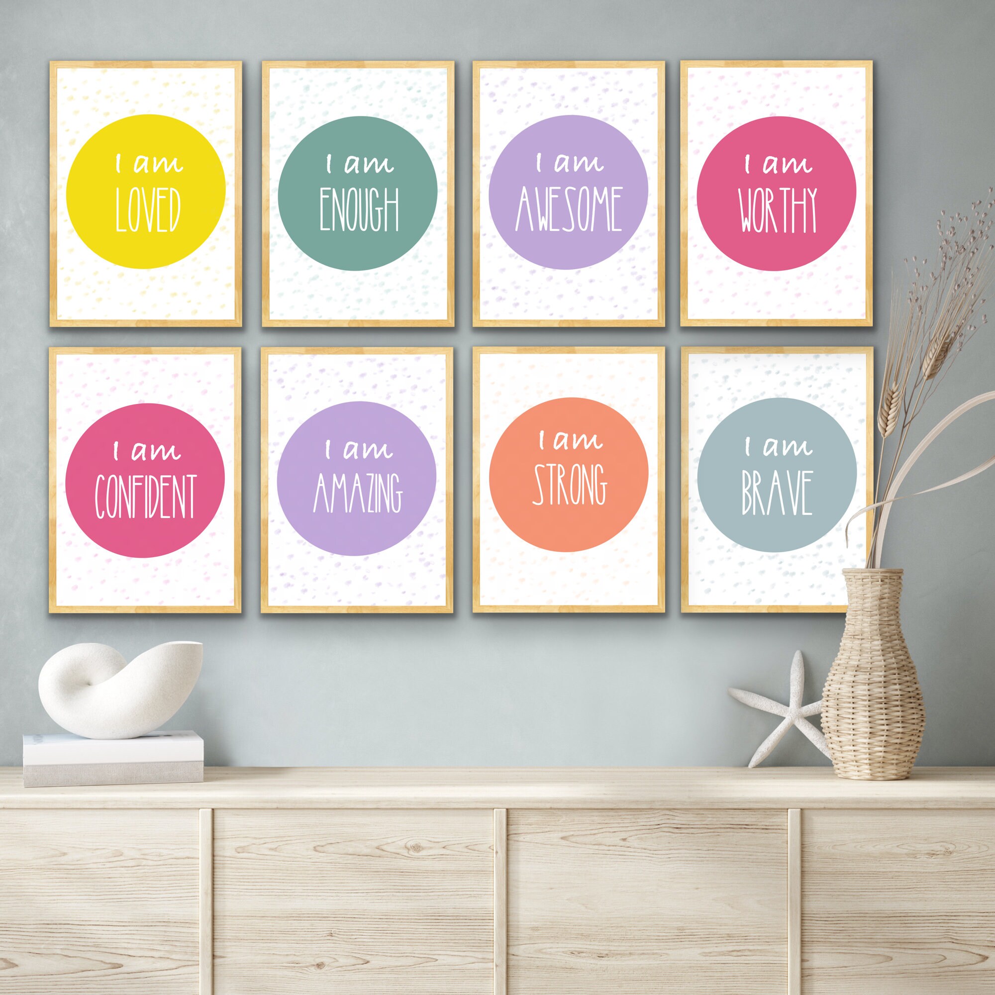 Kids Positive Affirmations, Motivational, Set of 8, Daily Affirmations ...