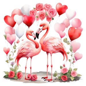 22 PNG Watercolour Flamingo Valentines, Animal Clipart, Clipart Bundle ...