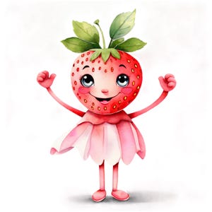 20 PNG Watercolour Cute Fun Smiley Fruit Characters, Clipart Bundle ...