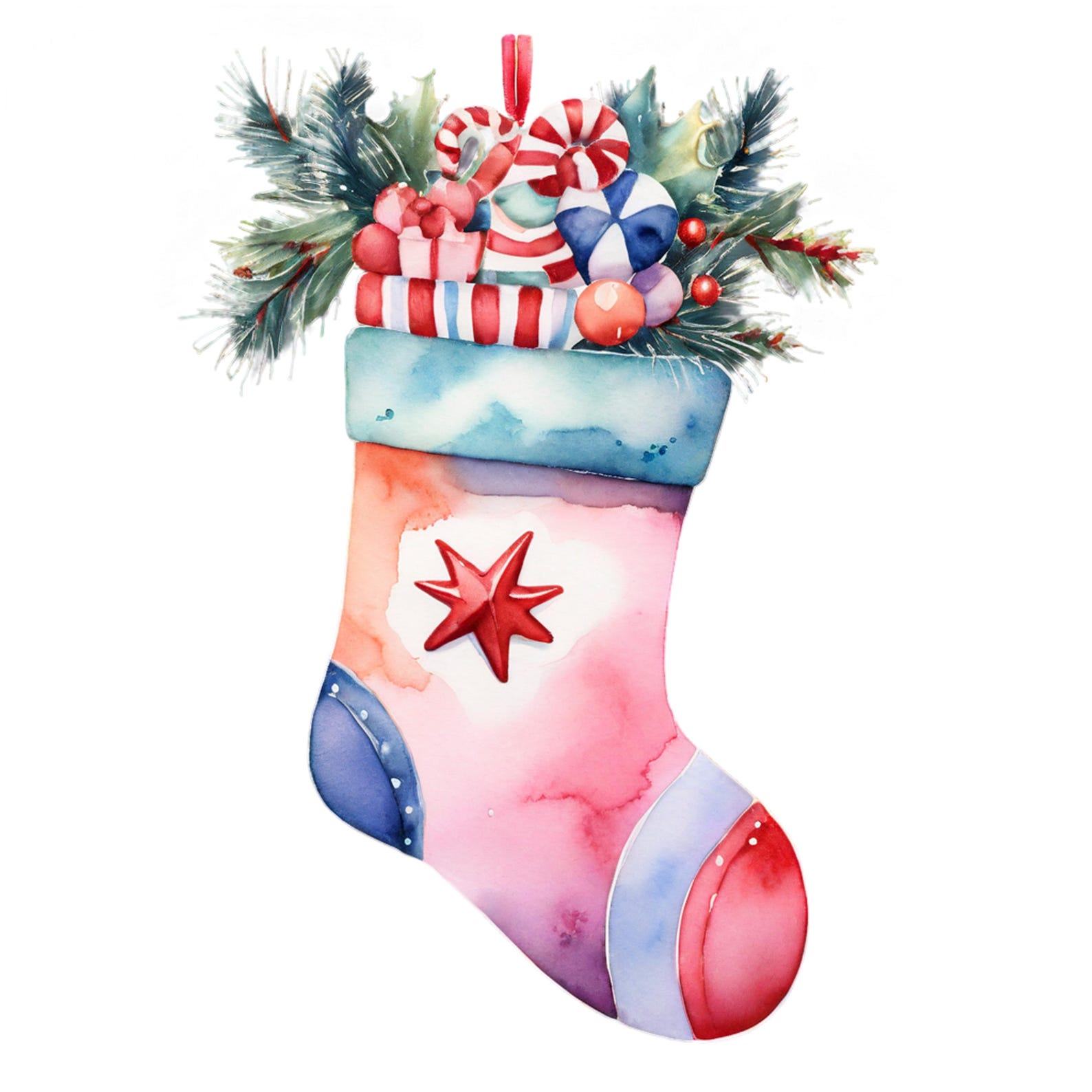 53 PNG Watercolour Christmas Stockings, Christmas Clipart, Clipart ...