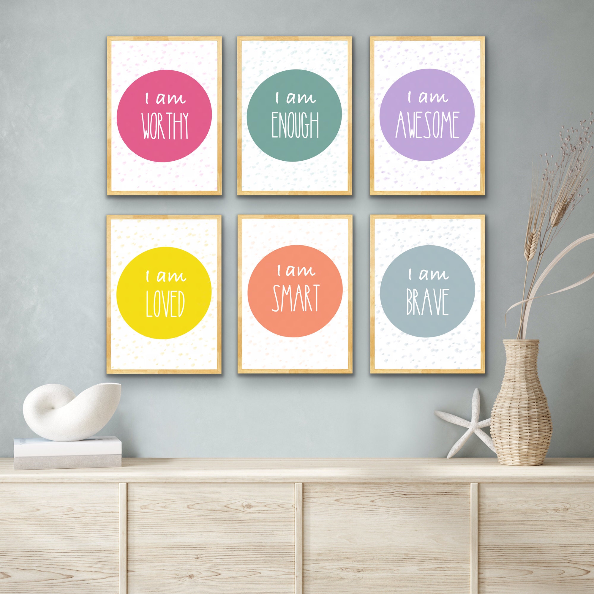 Kids Daily Affirmations, Set of 6, I Am Affirmation Poster, Kids Wall ...