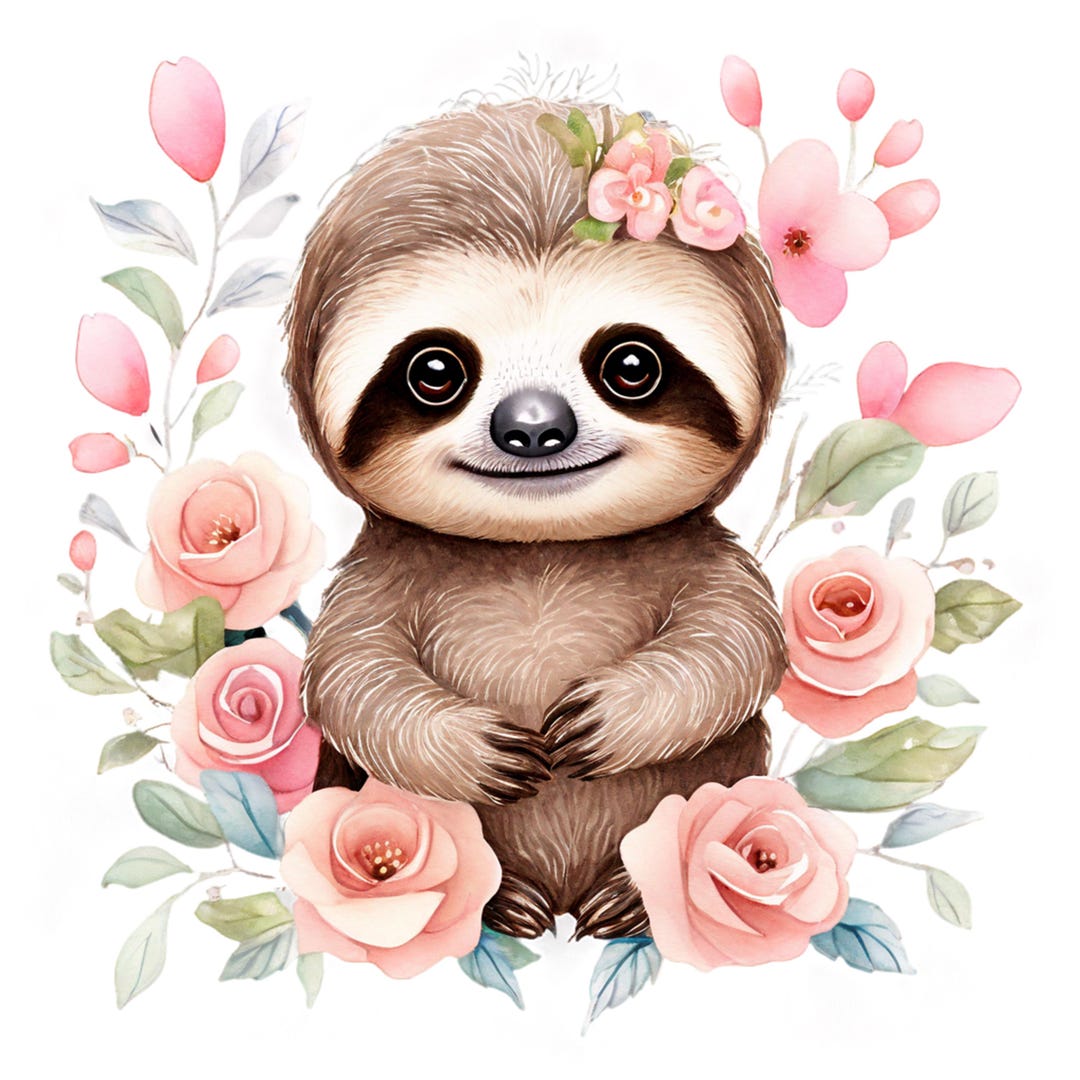 24 PNG Watercolour Cute Sloth, Animal Clipart, Clipart Bundle, Arts and ...