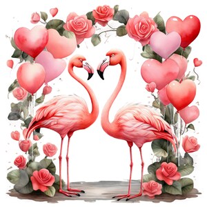 22 PNG Watercolour Flamingo Valentines, Animal Clipart, Clipart Bundle ...
