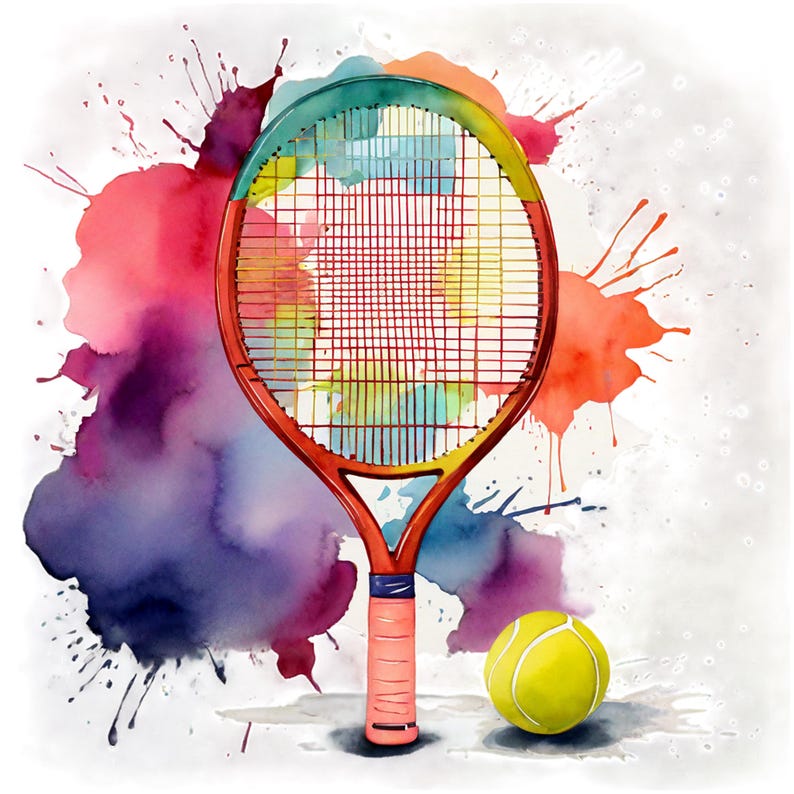 Watercolour Tennis Clipart - 9 PNG Splash Art Designs for DIY Projects ...