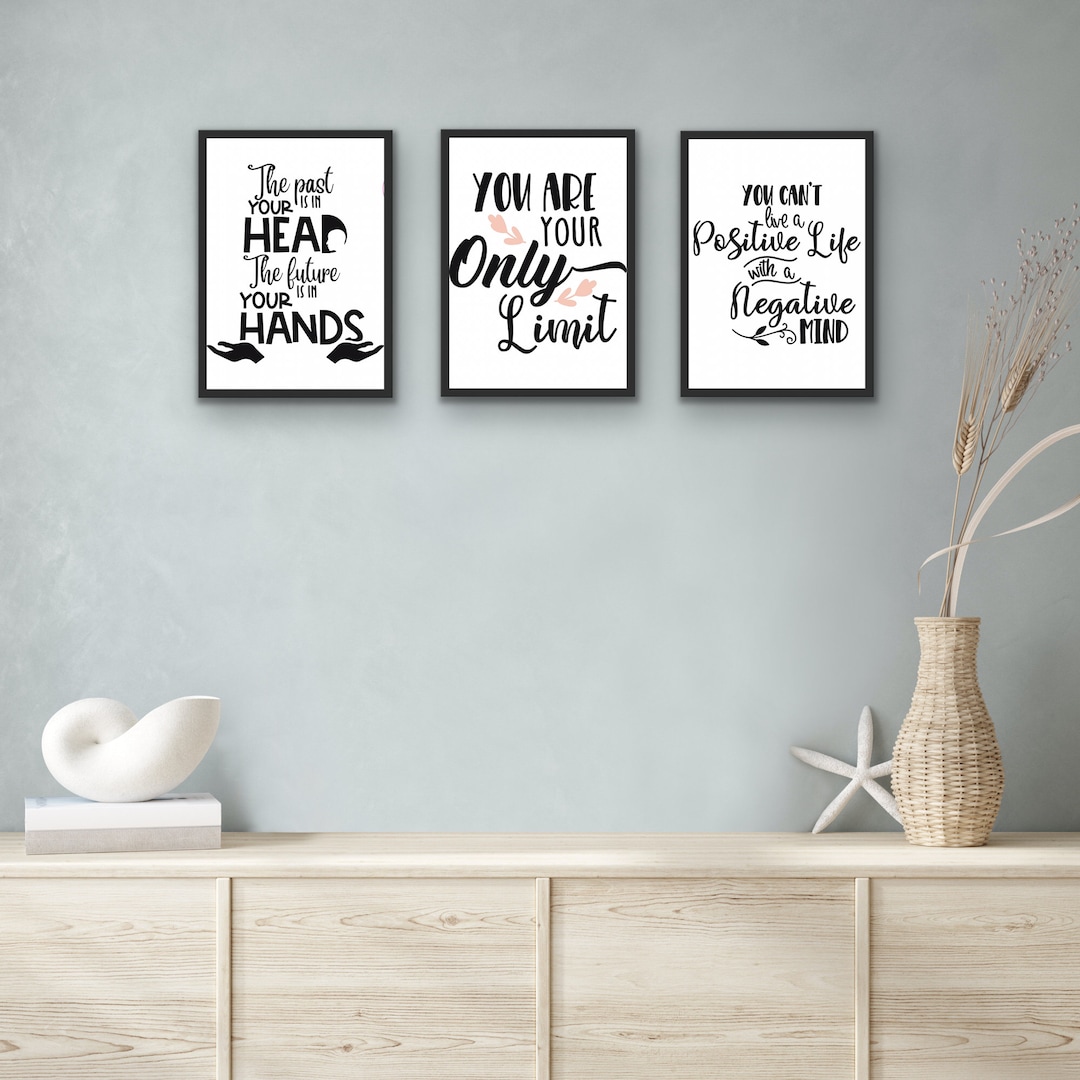 Positive Affirmations Wall Art Set of 3 Motivational Quotes Wall ...