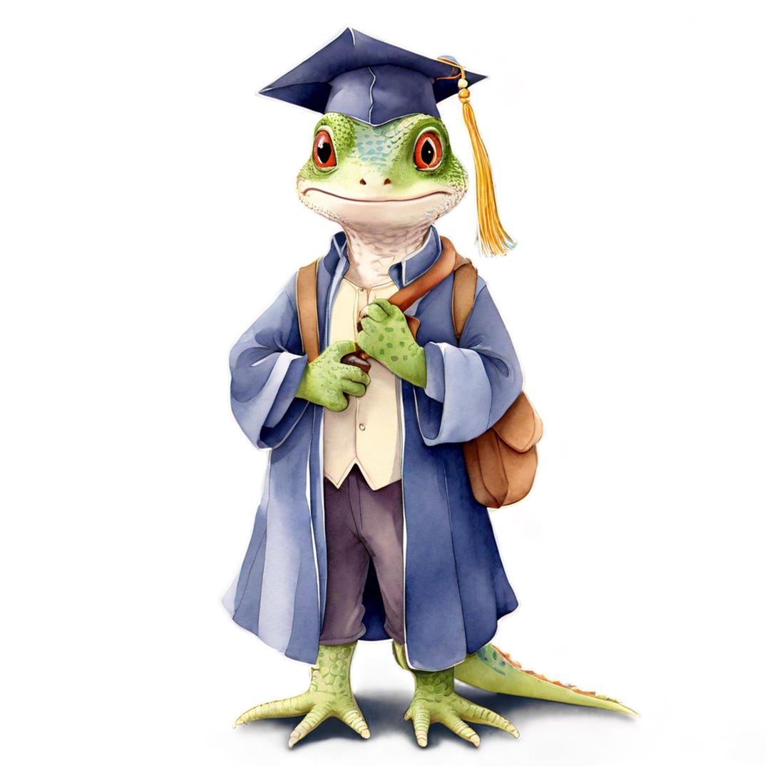 25 PNG Watercolour Lizard Graduation Celebration, Animal Clipart ...