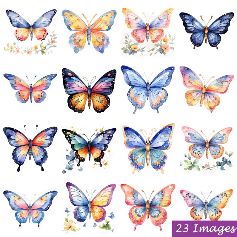 23 PNG Watercolour Glitter Butterfly Clipart, Insect Clipart, Clipart ...