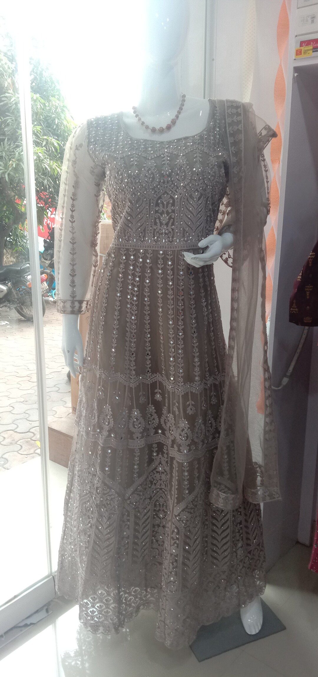 Women Designer Net Gown With Dupatta, Bridesmaid Dress,festive Wear ...